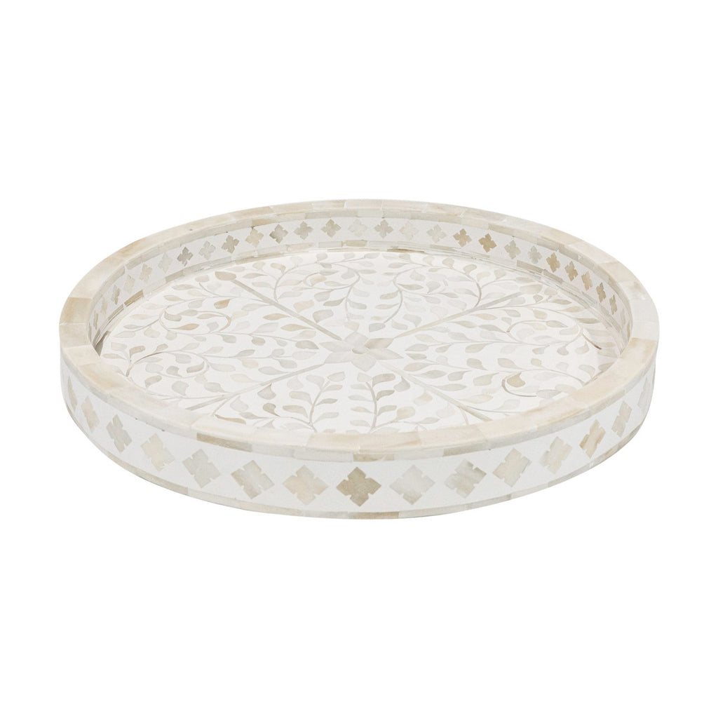 Mahlia Interiors | Inlay Specialist | Bone Inlay Round Tray : Floral ...
